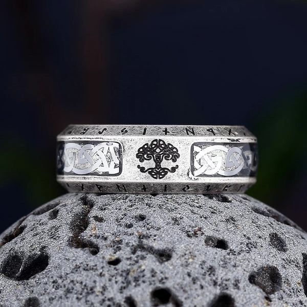 Viking Nordic Tree of Life with Viking Knot & Runes Ring - Vikings Roar