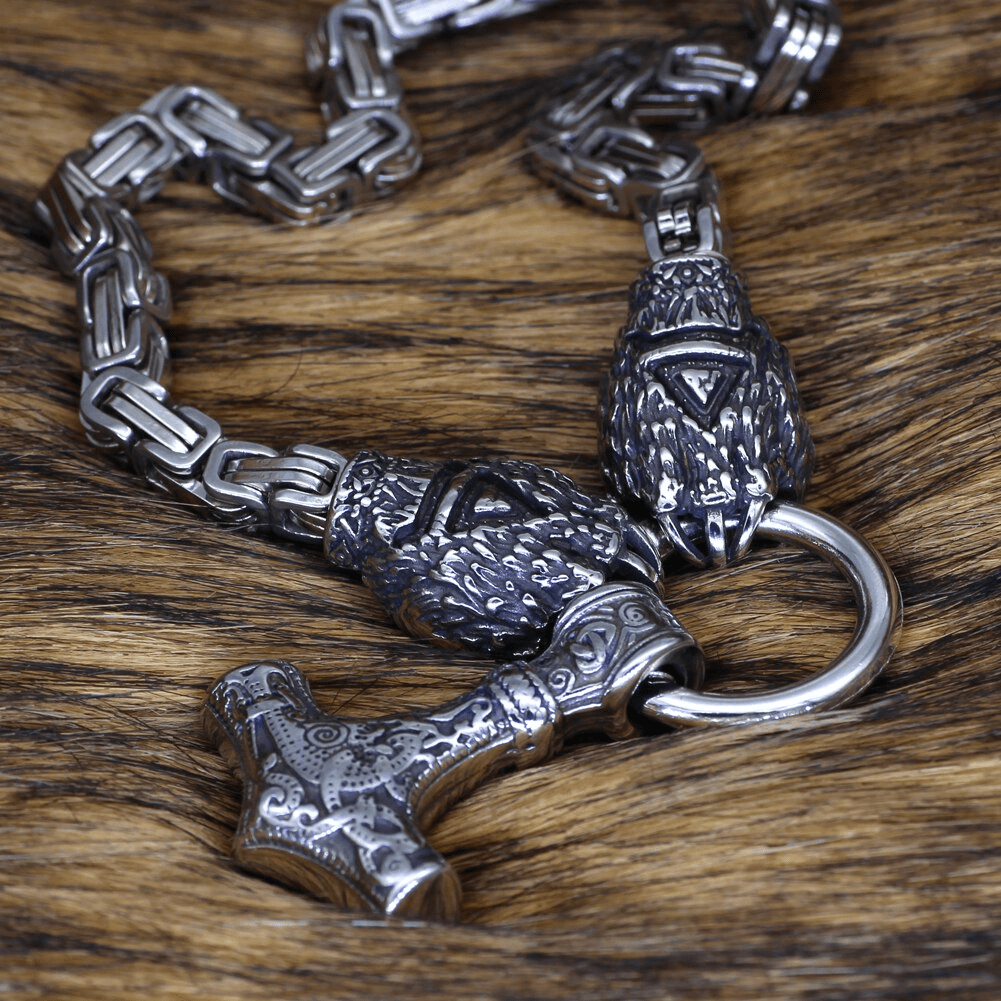 King Chain With Bear Claws & Mjolnir Pendant - Vikings Roar