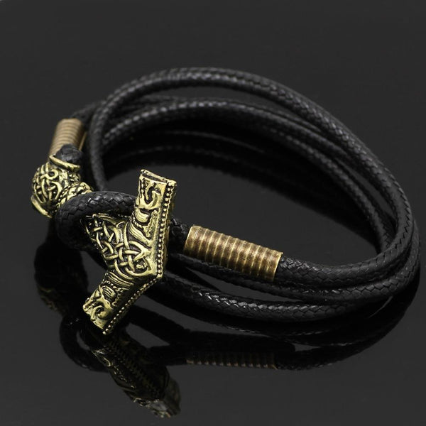 Leather Mjolnir Bracelet - Vikings Roar