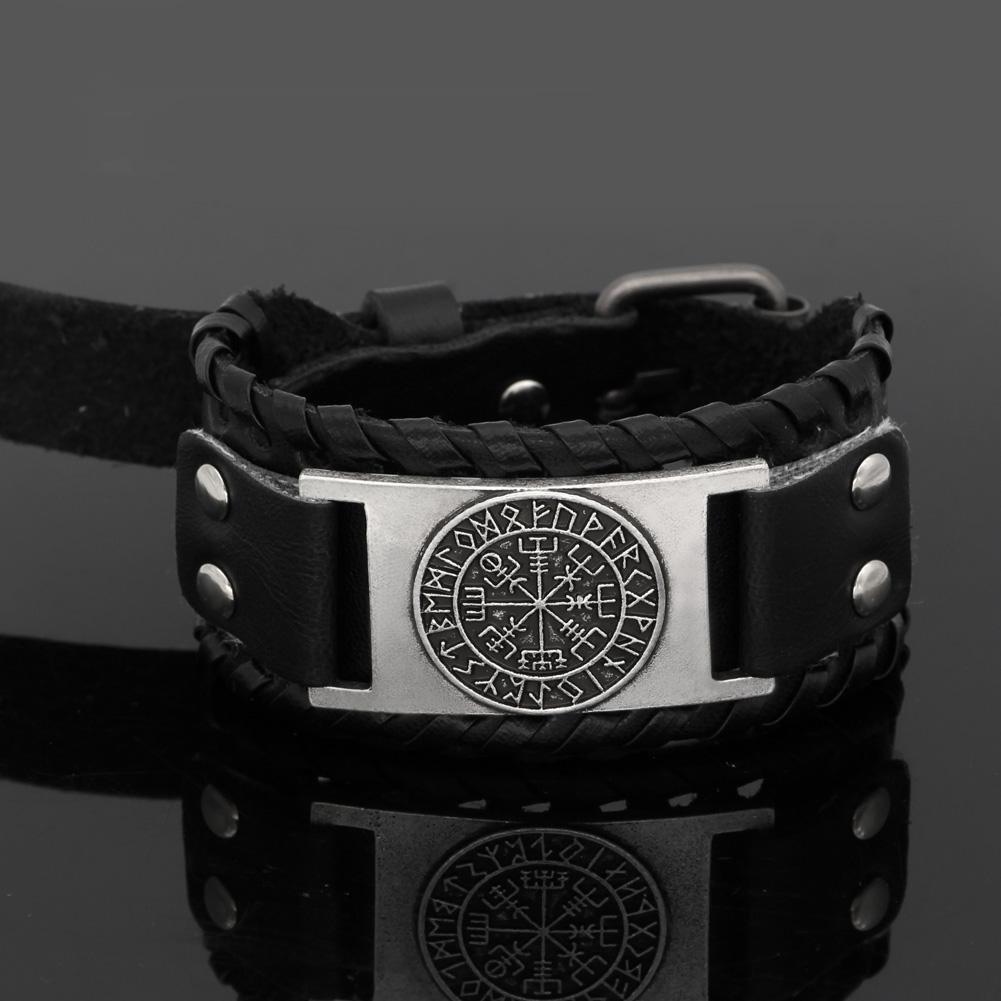 Leather Vegvisir Bracelet - Vikings Roar