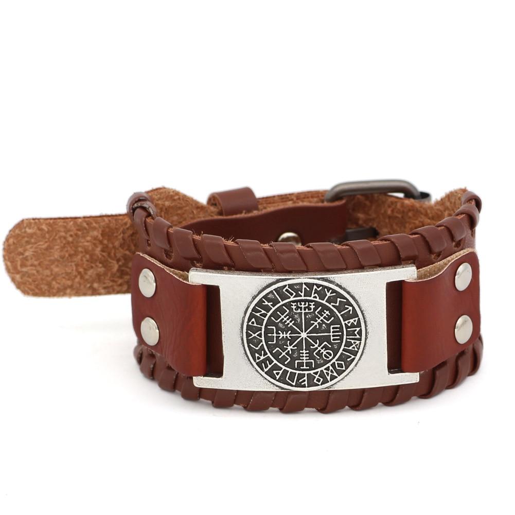 Leather Vegvisir Bracelet - Vikings Roar